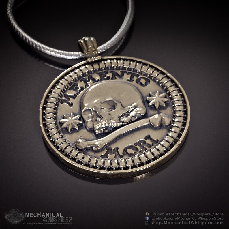 Memento Mori Skull Medallion Pendant Hand Polished sterling - Etsy