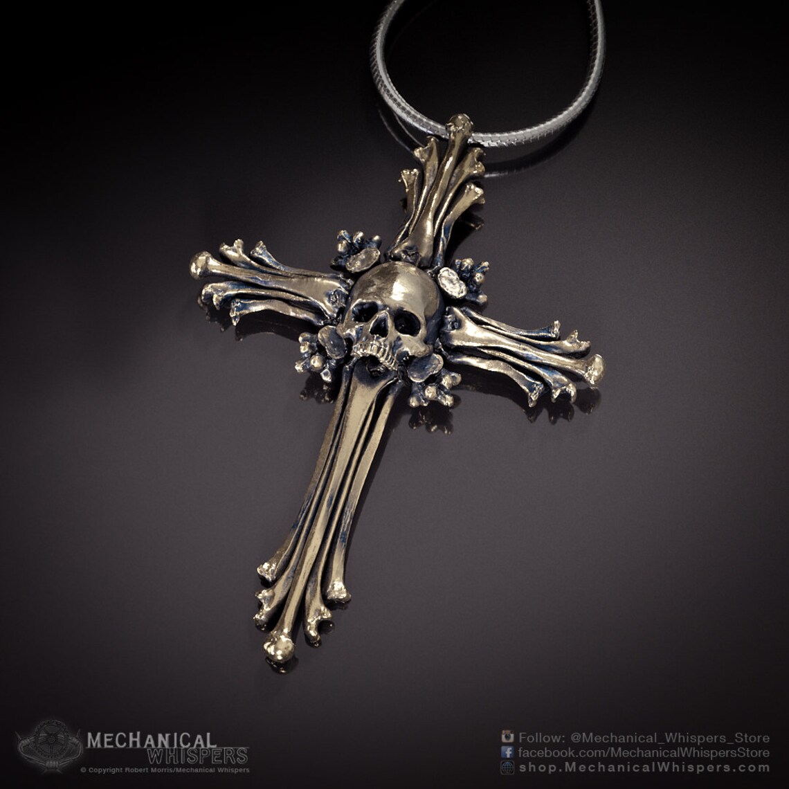 Skull Traditional Cross Pendant, Hand Polished (skull Metal Bone ...