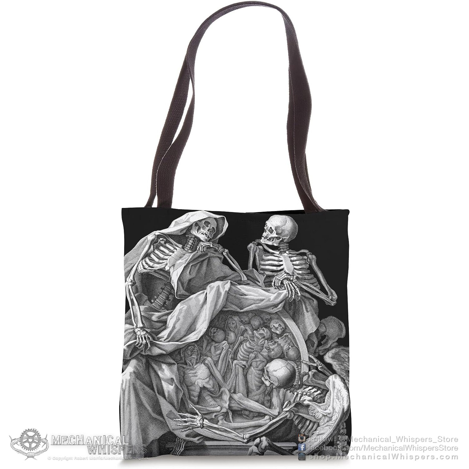 Vintage Skull Danse Macabre Engraving Canvas Tote Bag (halloween Skull ...