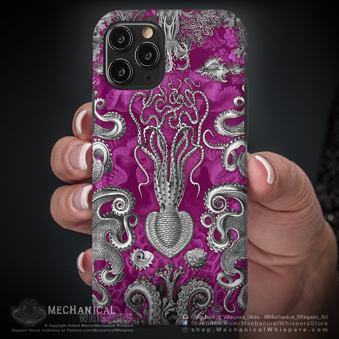 Deep Sea Collage Octopus & Squid Phone Case, Stylish Kraken Ernst ...