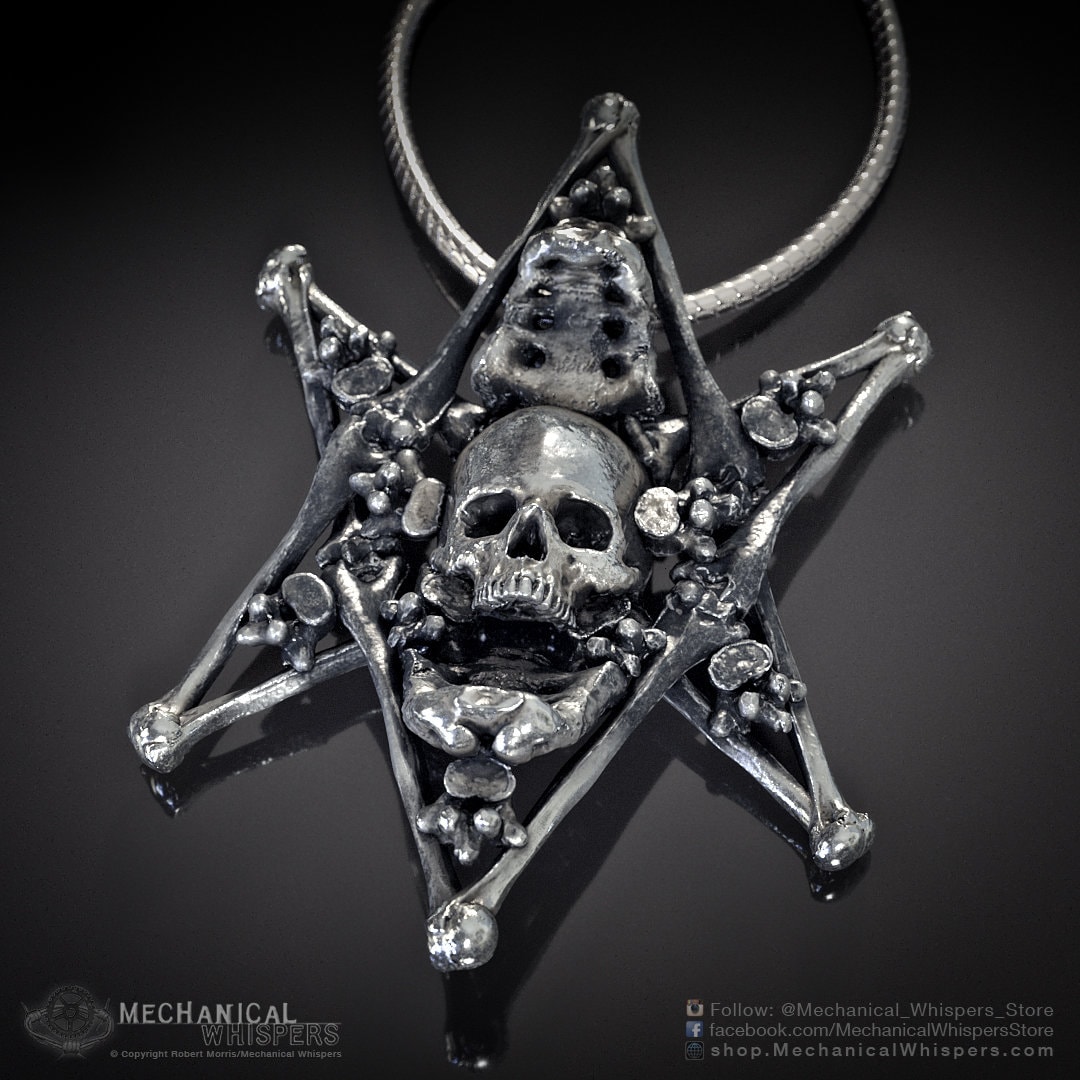 Skull Thelema Crowley Pendant, Hand Polished (skull Metal Goth Bone ...