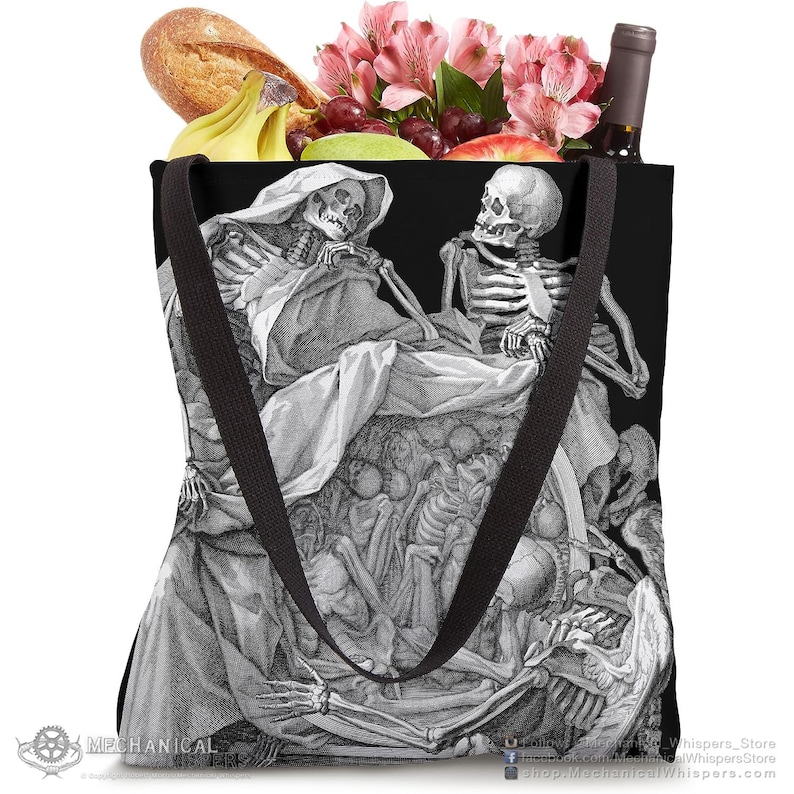 Vintage Skull Danse Macabre Engraving Canvas Tote Bag (halloween Skull ...