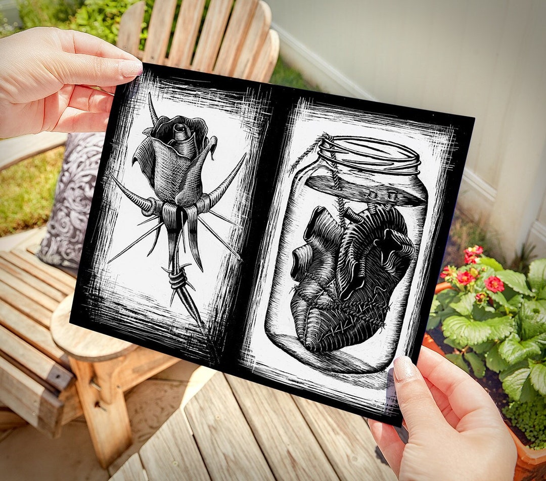 Gothic Thorny Rose and Human Heart Anatomy Taxidermy Unique ...