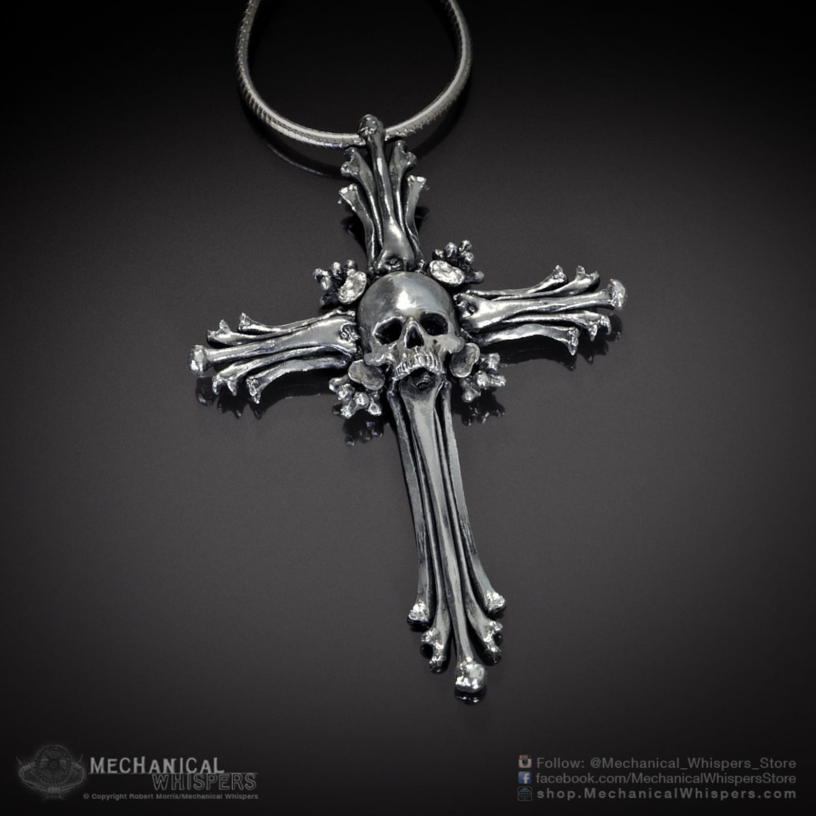 Skull Traditional Cross Pendant, Hand Polished (skull Metal Bone ...