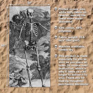 Albinus Skeleton Medical Engraving Beach Bath Towel (morbid Anatomy ...