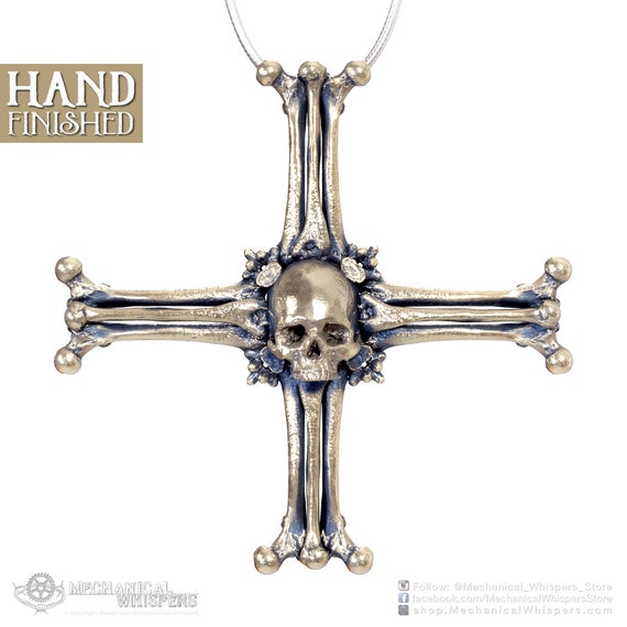 Skull Templar Cross Pendant Hand Polished skull Metal Bone | Etsy