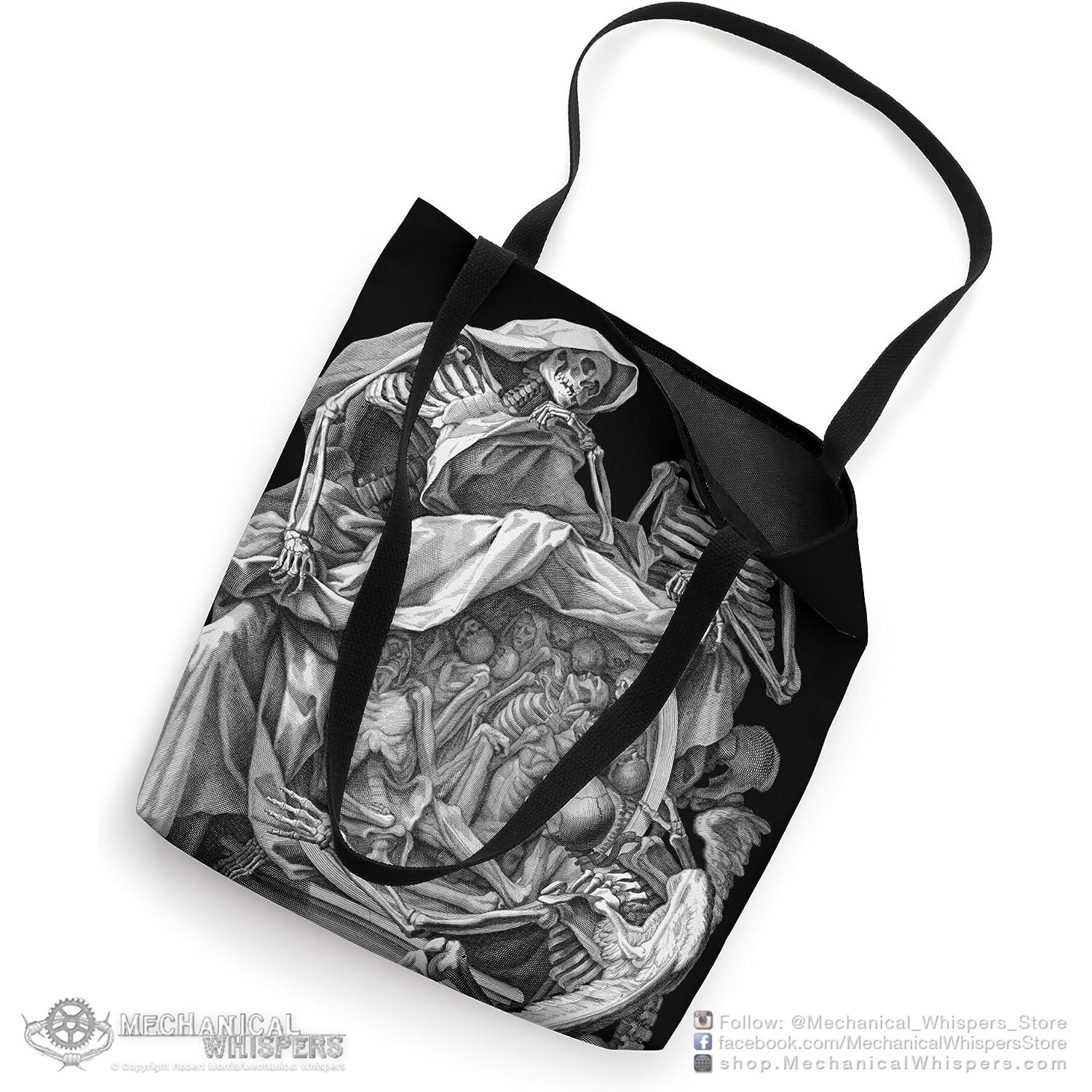 Vintage Skull Danse Macabre Engraving Canvas Tote Bag (halloween Skull ...