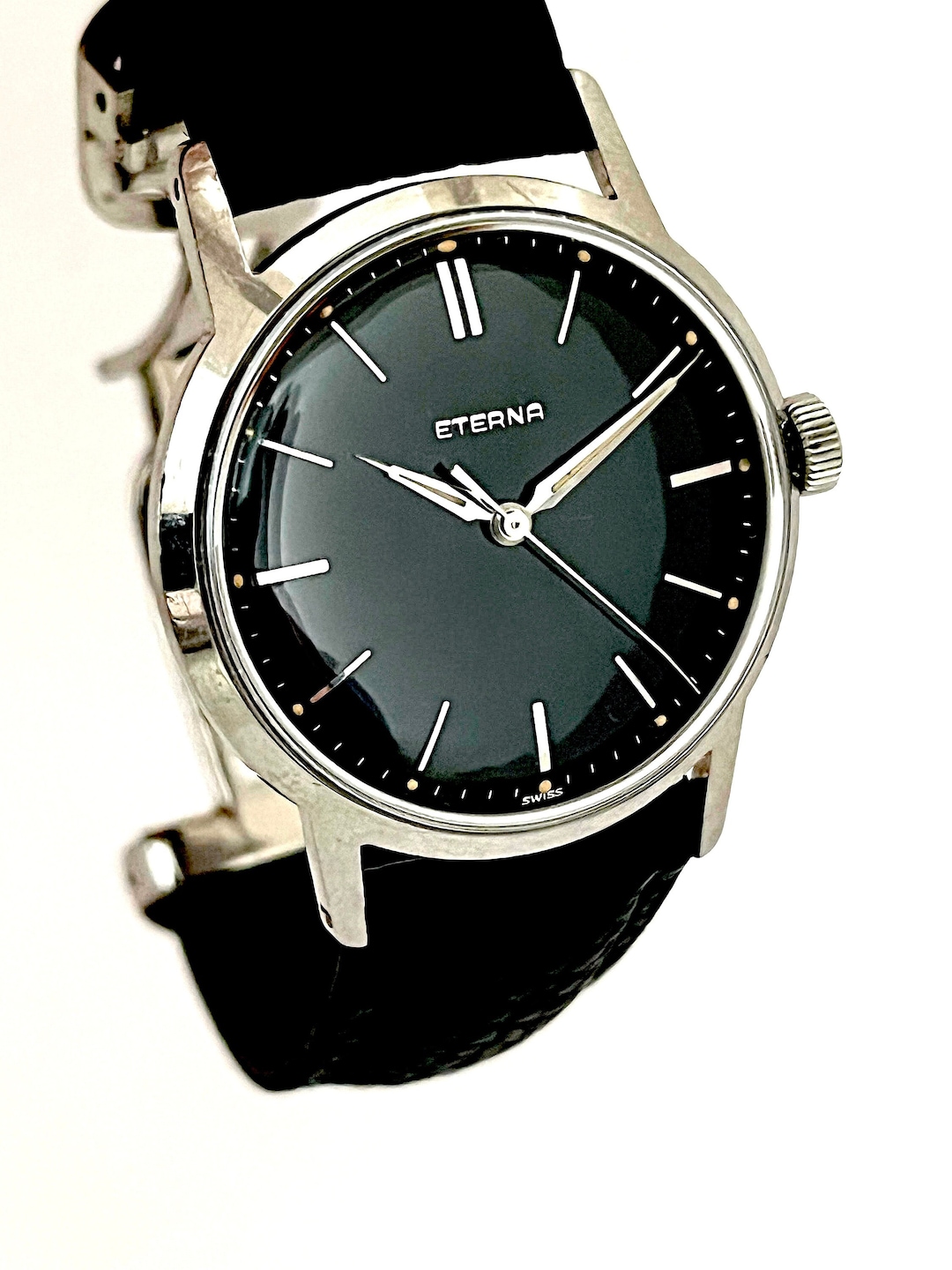 1950s ETERNA Calatrava Gents Dress Watch, Black Gilt Dial, Eterna ...