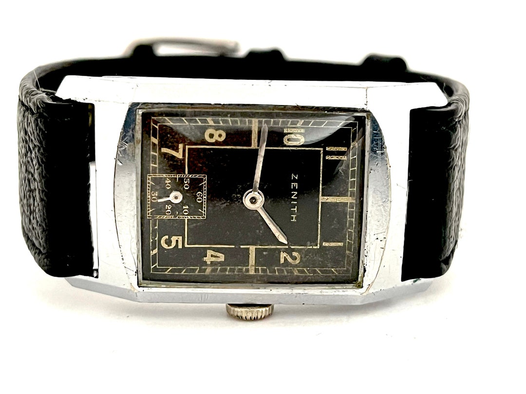 1930s RARE Zenith Art Deco Watch With Black Dial,unisex,zenith Tank ...