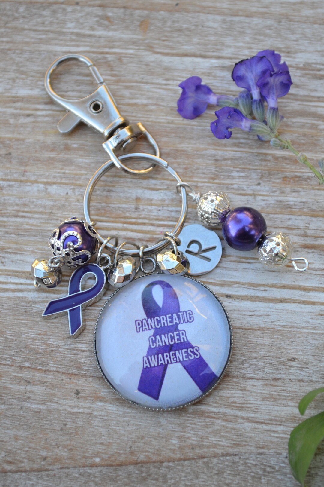 Pancreatic Cancer Awareness Key Chain,customized Letter Initial Charm ...