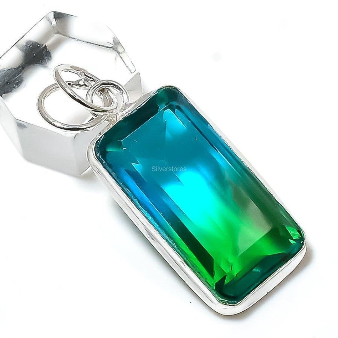 Precious Tourmaline Pendant, Multi Color Gemstone Pendant, Pendant, 925 ...