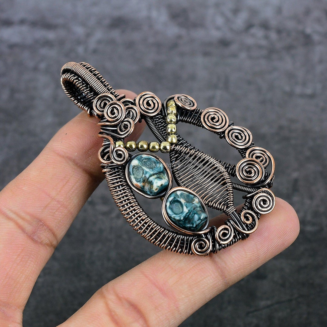 Natural Spiny Oyster Turquoise Pendant, Multi Color Wire Wrap Pendant ...