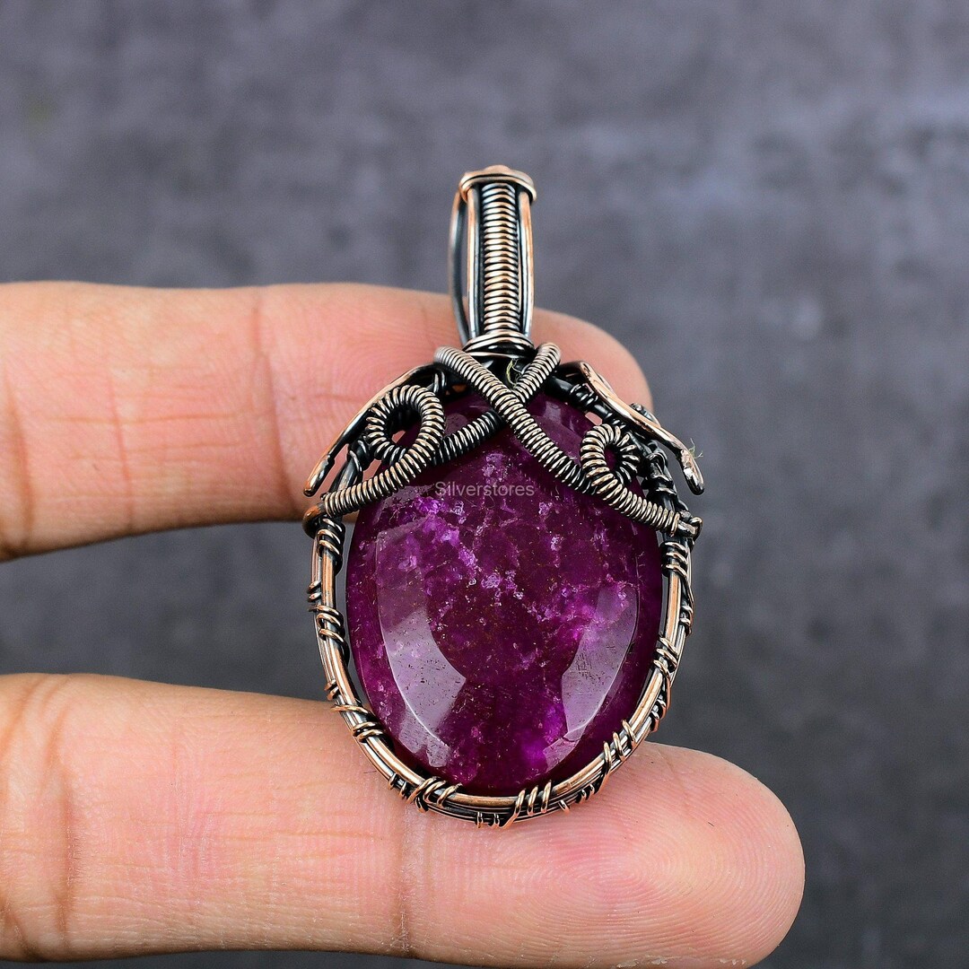 Precious Natural Ruby Pendant, Gemstone Pendant, Red Wire Wrap Pendant ...