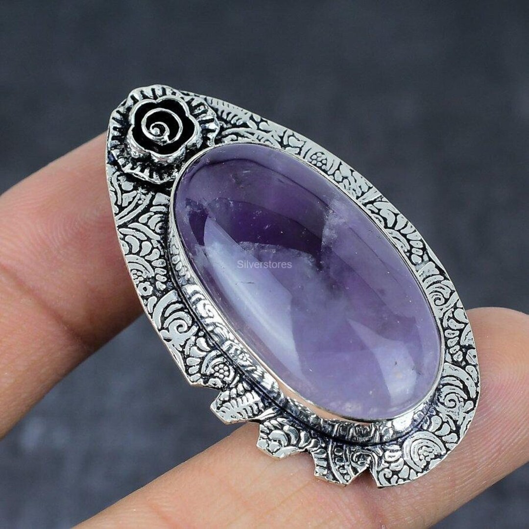 Rare Sage Amethyst Pendant, Gemstone Pendant, Purple Pendant, 925 ...