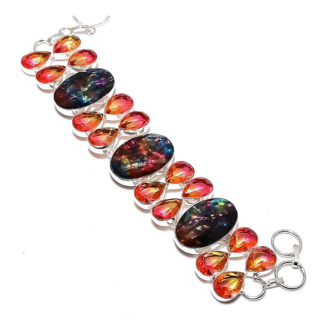 Valuable Ammolite Bracelet, Multi Color Gemstone Bracelet, Chain ...