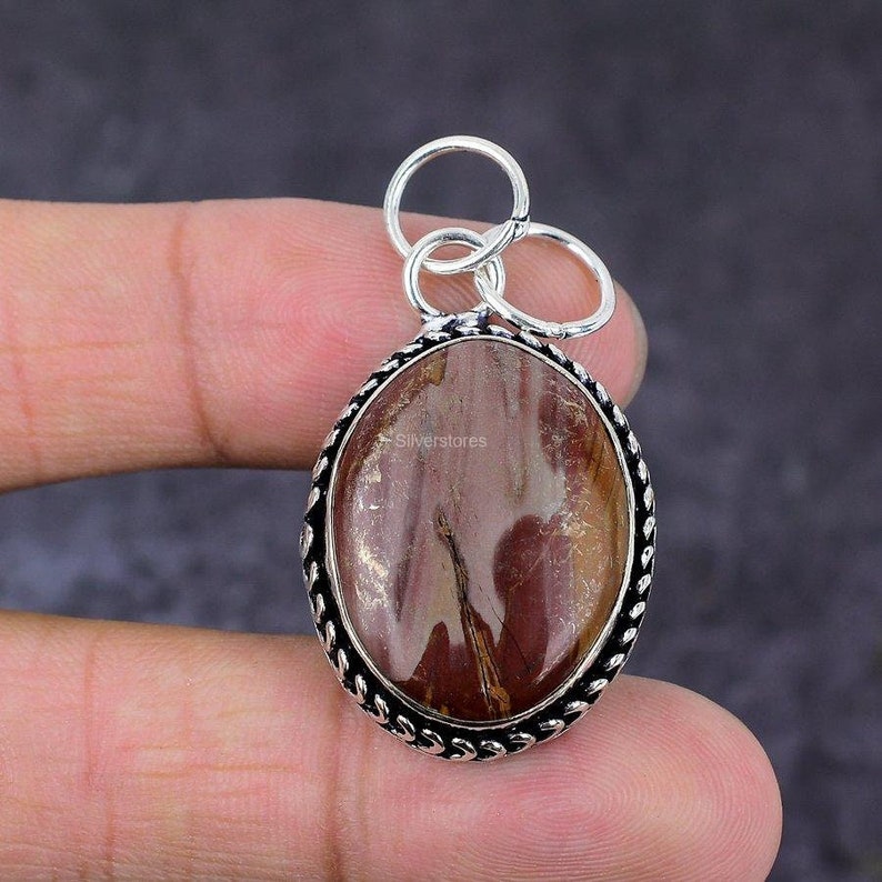 Handmade Natural Jasper Pendant, Gemstone Pendant, Red Pendant, 925 ...