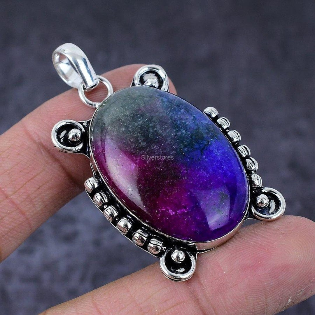 Valuable Quartz Pendant, Multi Color Gemstone Pendant, Pendant, 925 ...