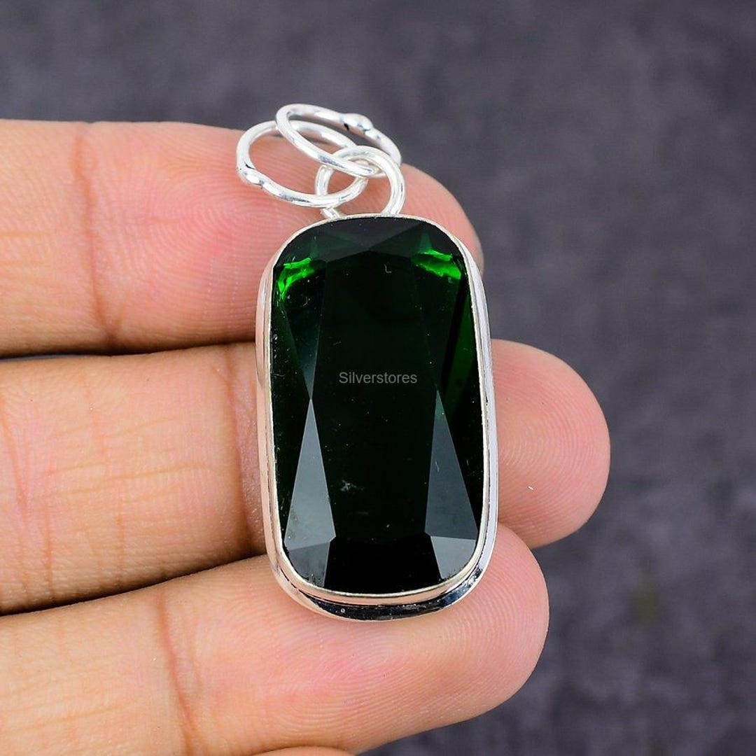 Natural Chrome Diopside Pendant, Green Gemstone Pendant, Pendant, 925 ...