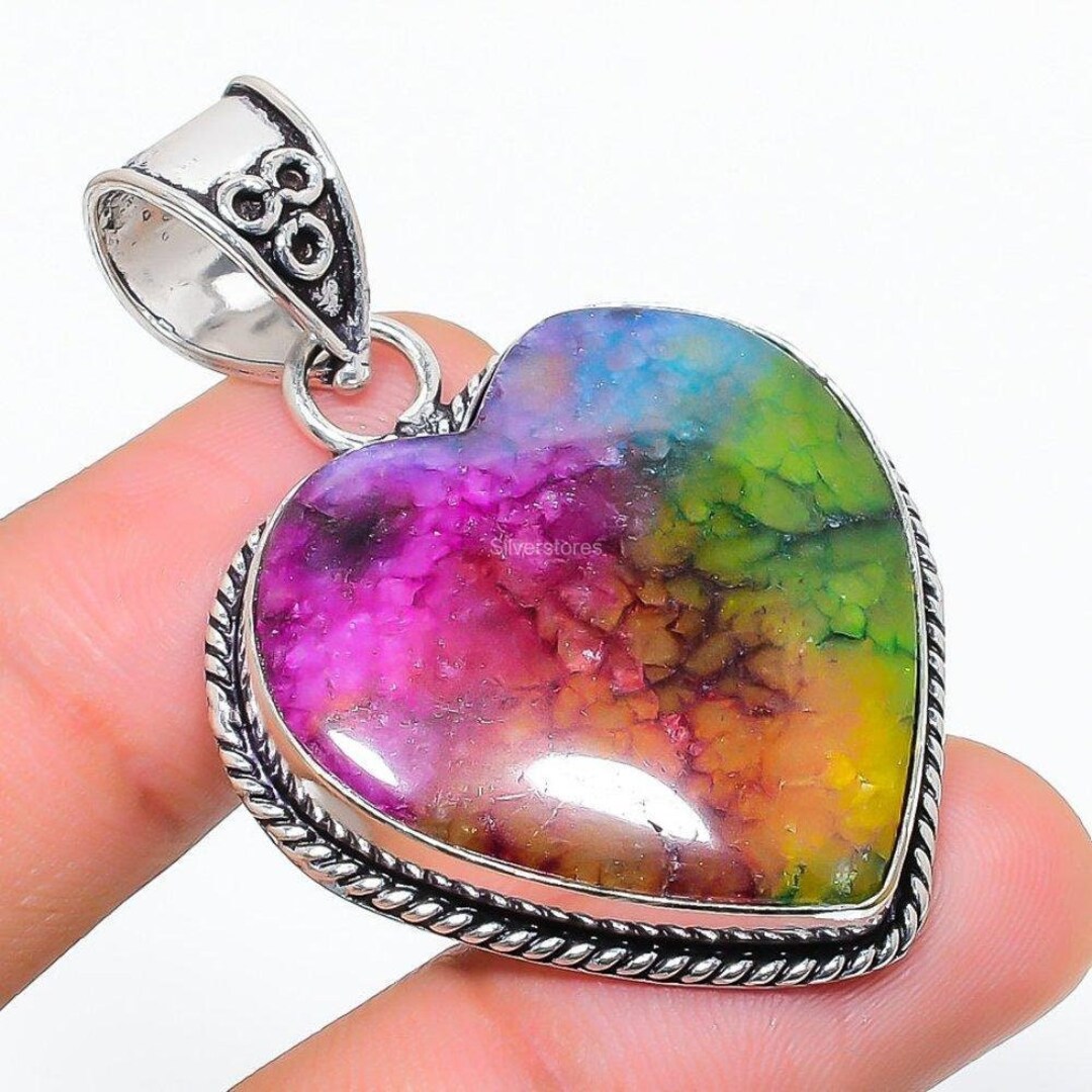 Valuable Quartz Pendant, Multi Color Gemstone Pendant, Pendant, 925 ...