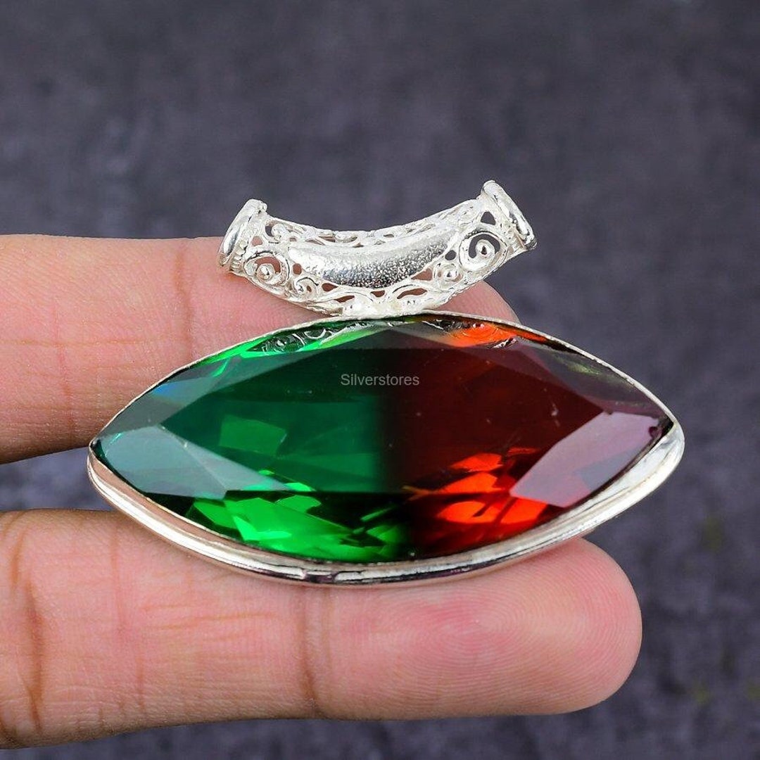 Rare Tourmaline Pendant, Multi Color Gemstone Pendant, Pendant, 925 ...