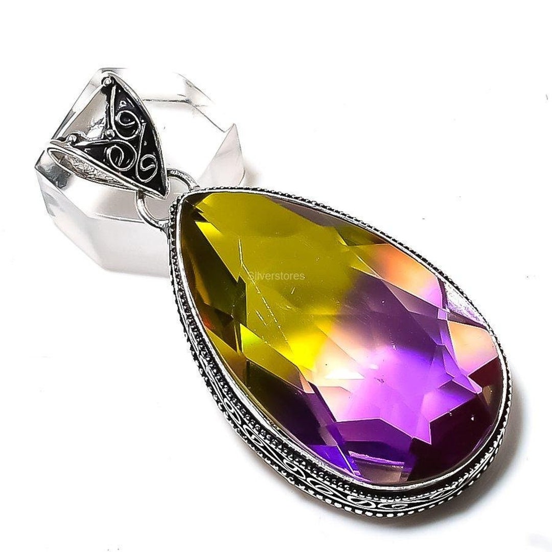 Rare Tourmaline Pendant, Multi Color Gemstone Pendant, Pendant, 925 ...