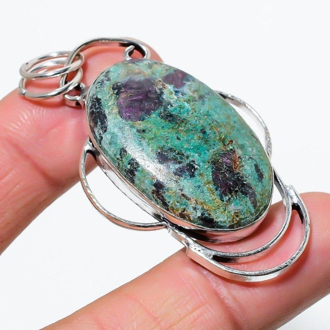 Rare Ruby in Fuchsite Pendant, Gemstone Pendant, Red Pendant, 925 ...