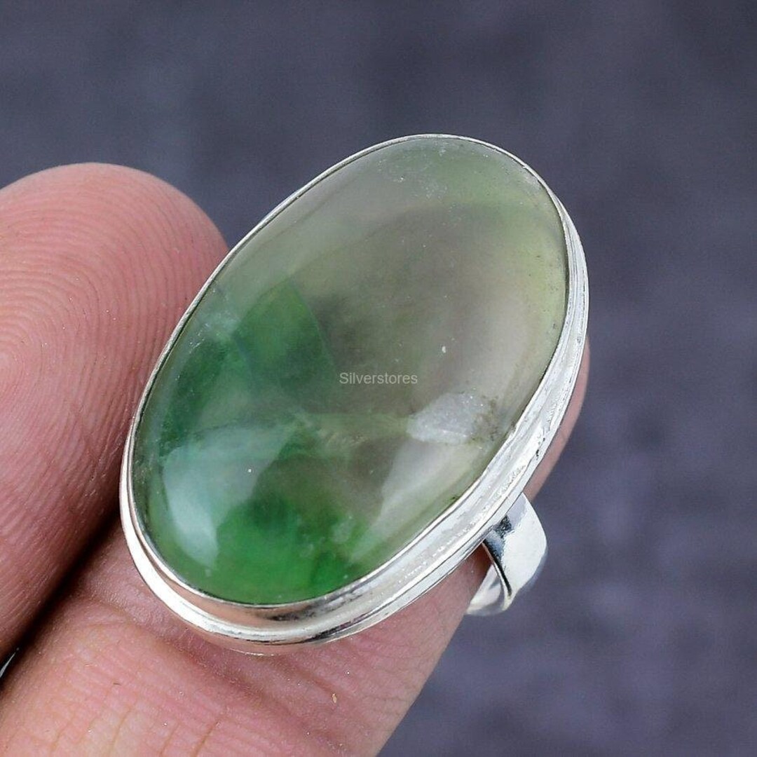 Rare Fluorite Ring, Green Gemstone Ring, Band Ring, 925 Sterling Silver ...