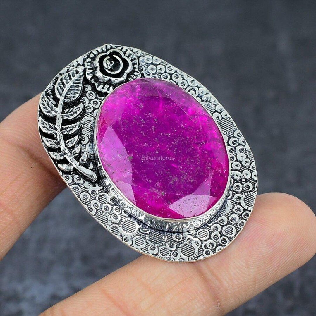 Elegant Ruby Pendant, Gemstone Pendant, Red Pendant, 925 Sterling ...