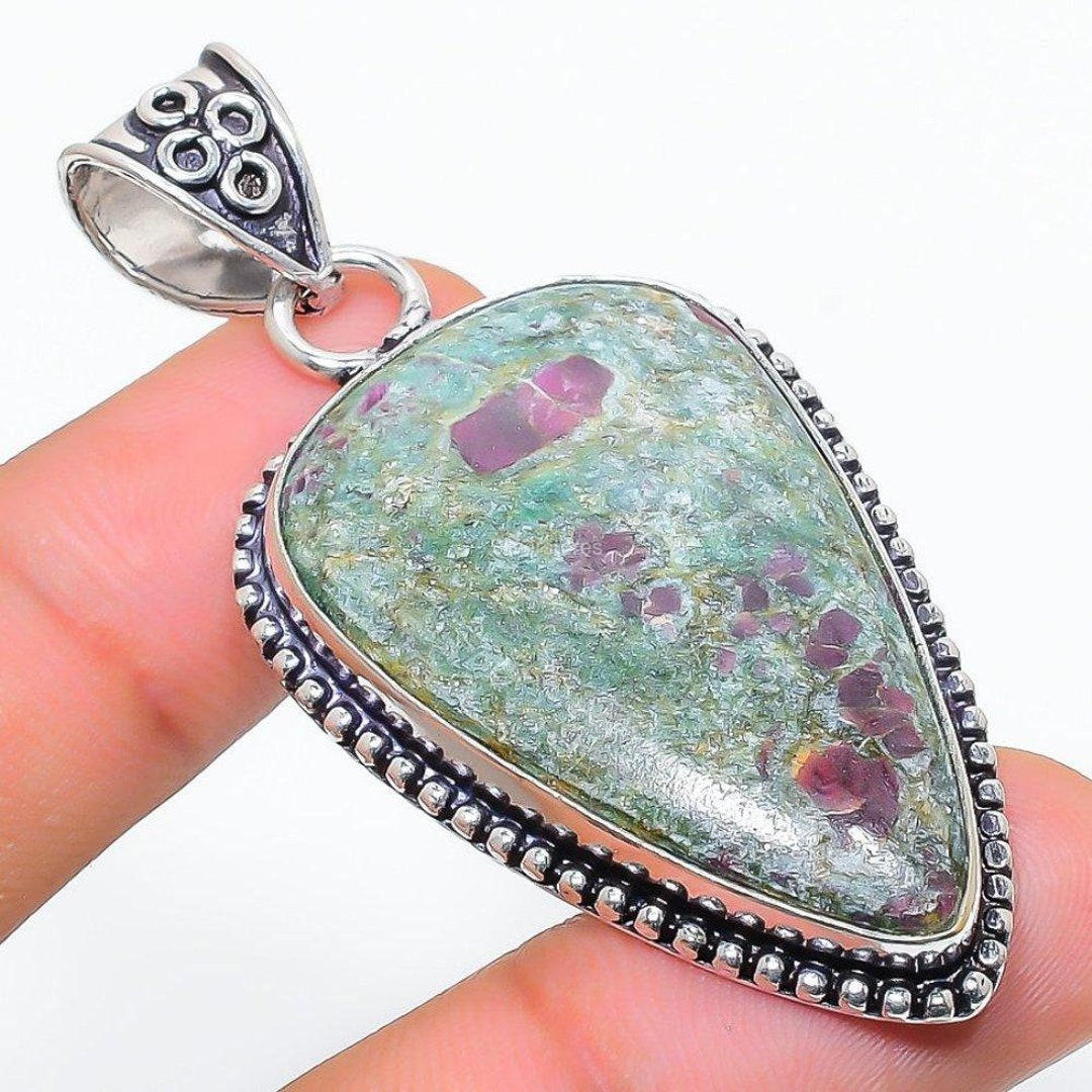 Exquisite Ruby in Fuchsite Pendant, Red Gemstone Pendant, Pendant, 925 ...