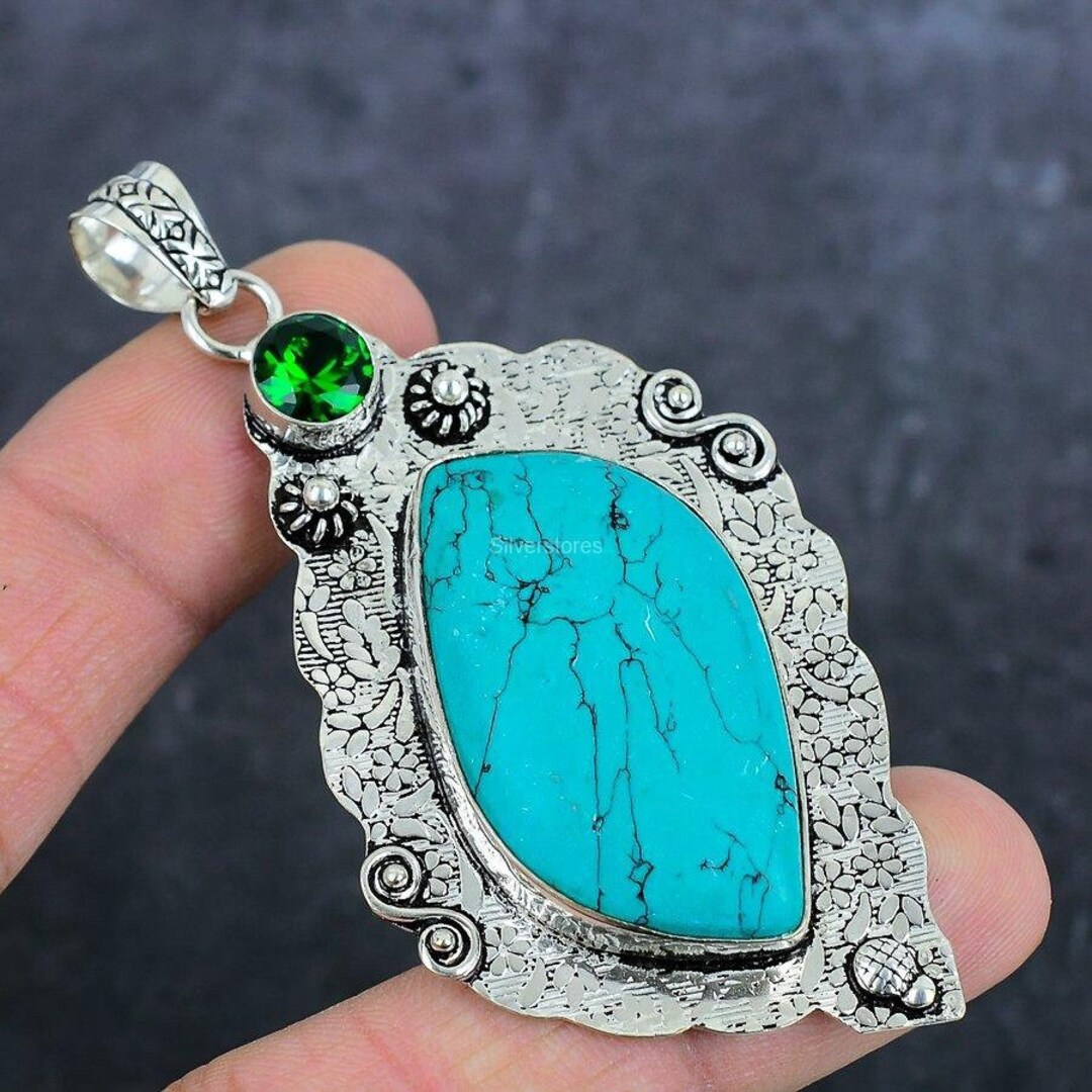Exquisite Santa Rosa Turquoise Pendant, Gemstone Pendant, Blue Pendant ...