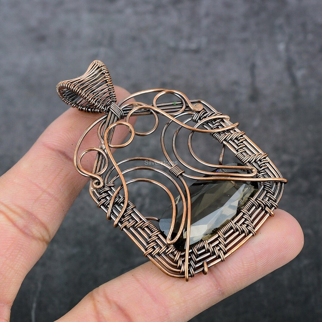 Valuable Natural Amethyst Pendant, Gemstone Pendant, Green Wire Wrap ...