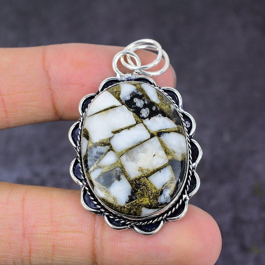 Sparkling Jasper Pendant, Gemstone Pendant, Black Pendant, 925 Sterling ...
