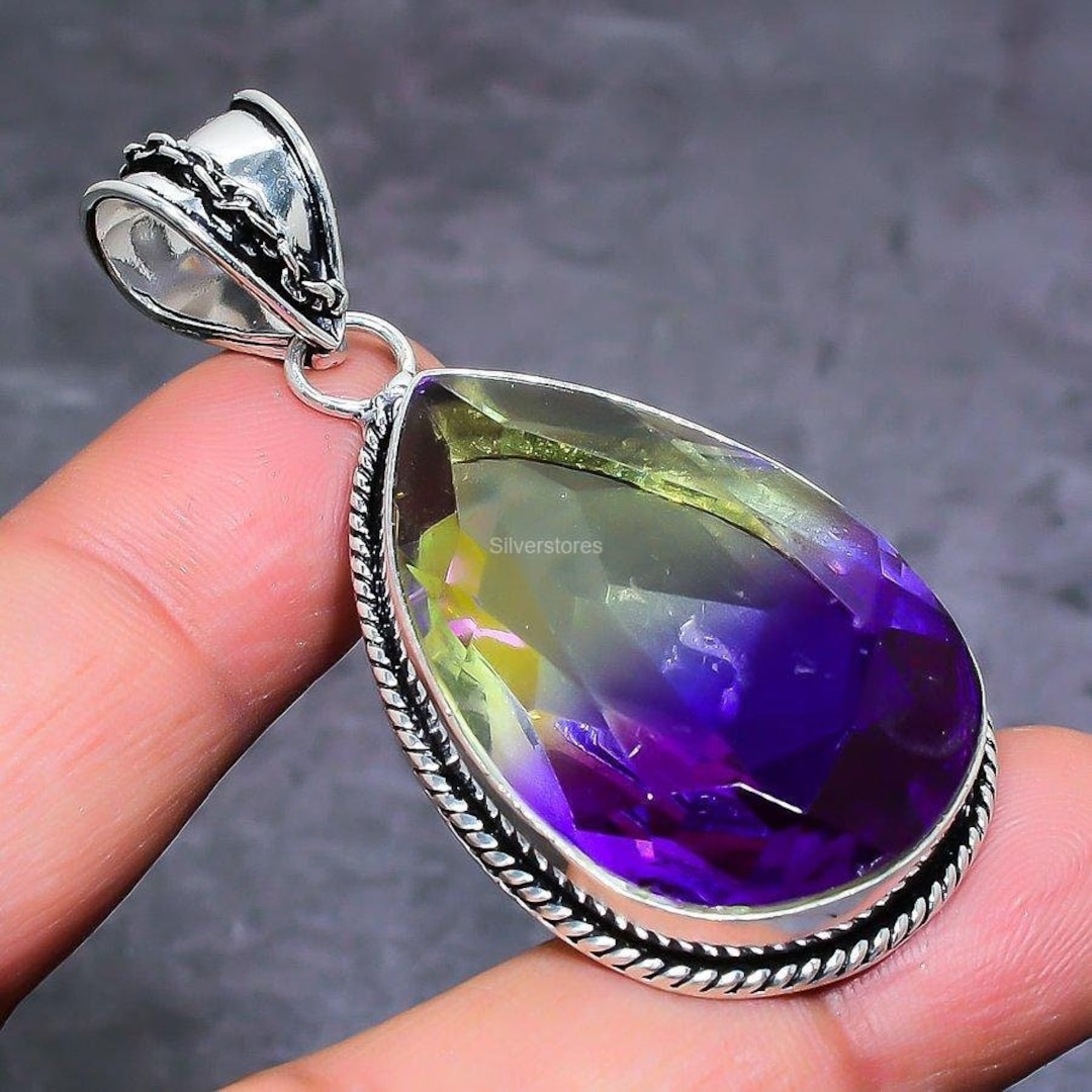 Precious Bi-color Tourmaline Pendant, Gemstone Pendant, Multicolor ...