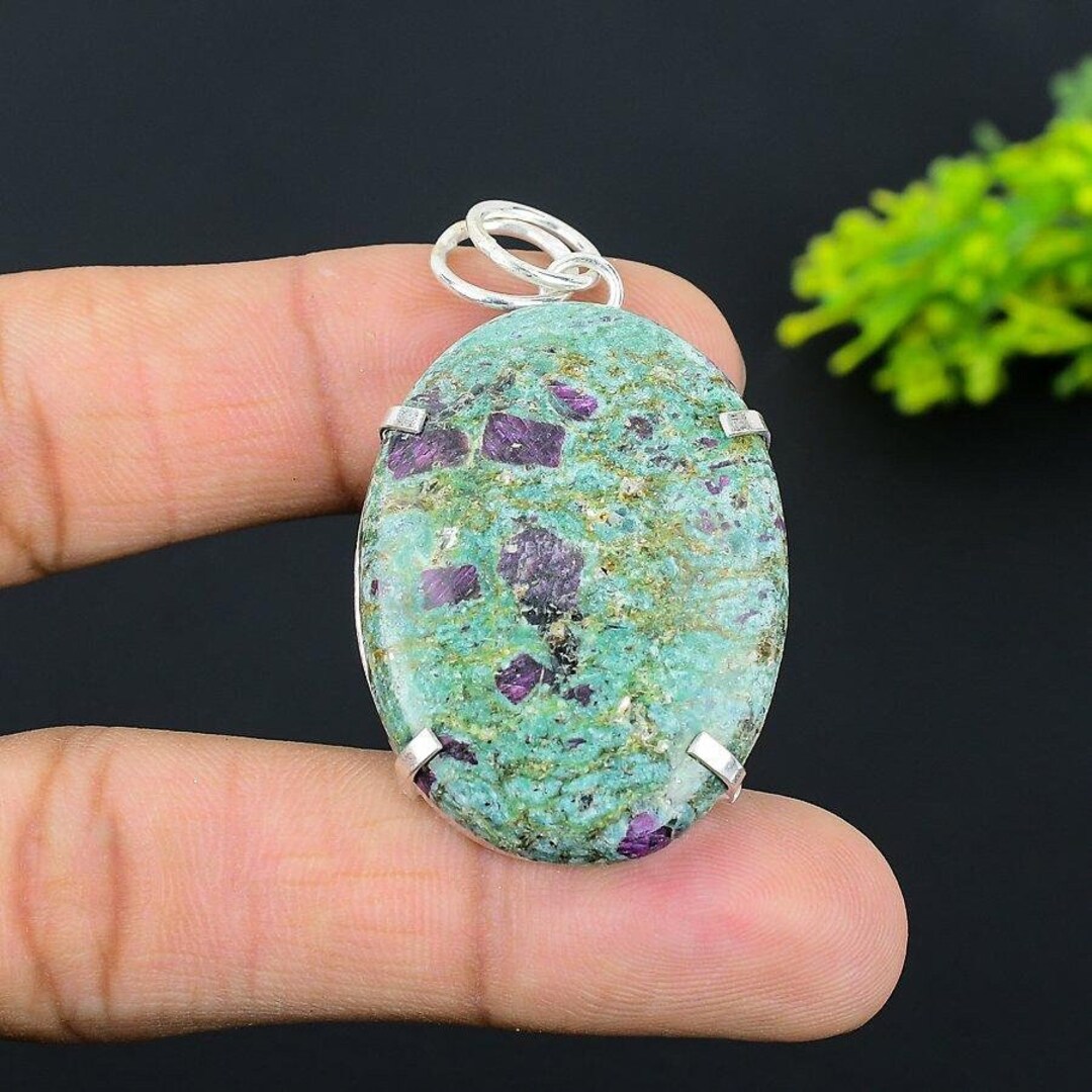 100% Genuine Ruby in Fuchsite Pendant, Gemstone Pendant, Green Pendant ...