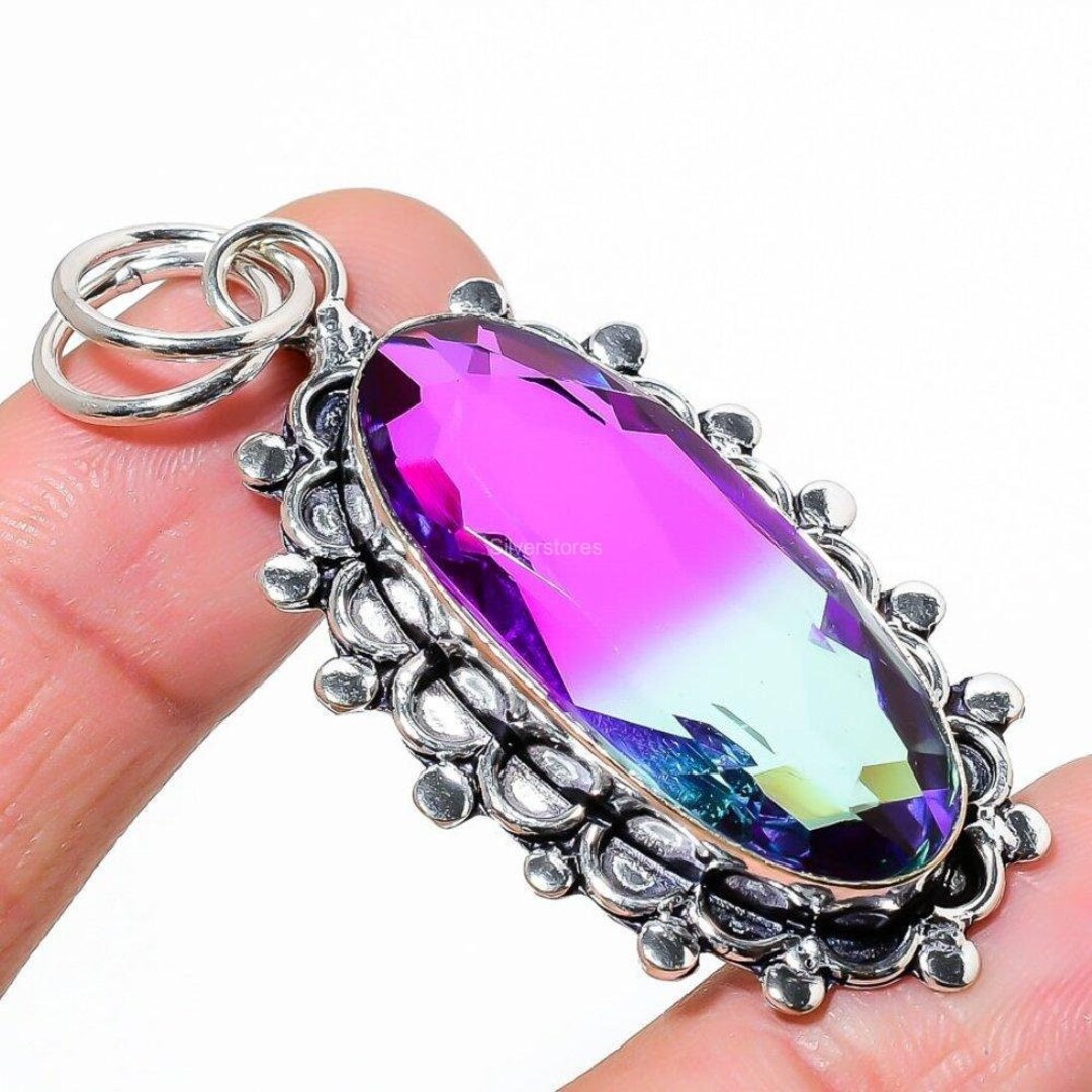 Elegant Tourmaline Pendant, Multi Color Gemstone Pendant, Pendant, 925 ...