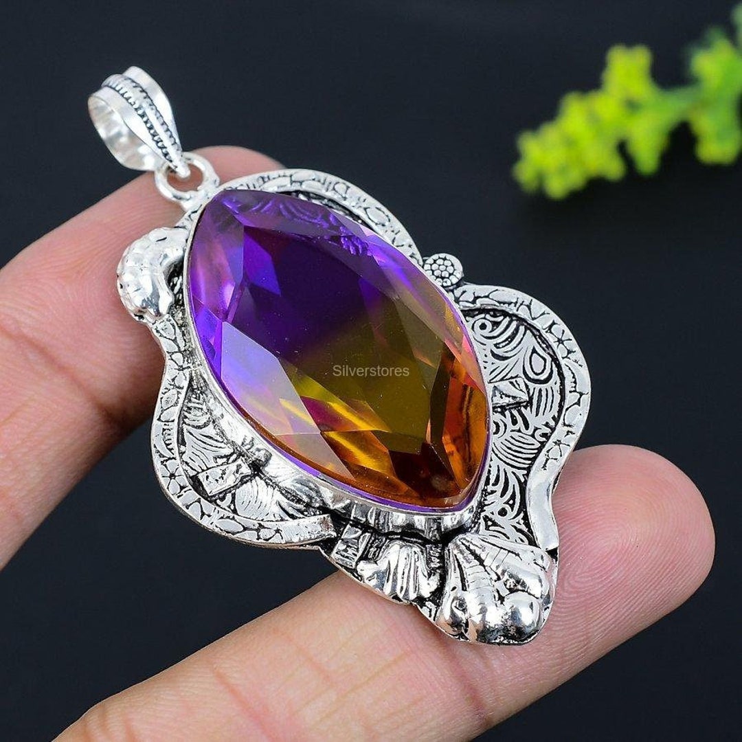 Valuable Tourmaline Pendant, Multi Color Gemstone Pendant, Pendant, 925 ...