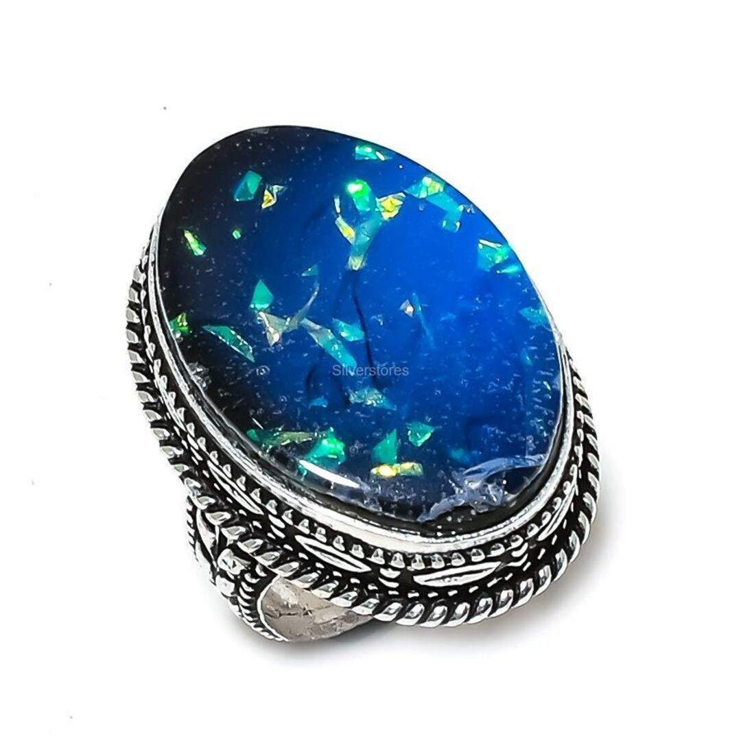 Valuable Triplet Opal Ring, Gemstone Ring, Blue Band Ring, 925 Sterling ...