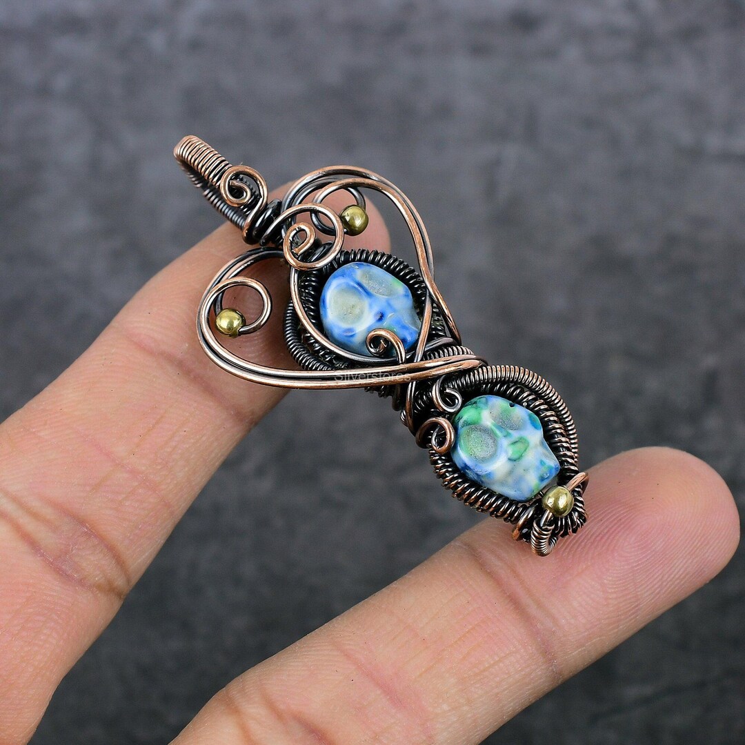 Handcrafted Natural Spiny Oyster Turquoise Pendant, Multi Color Wire ...