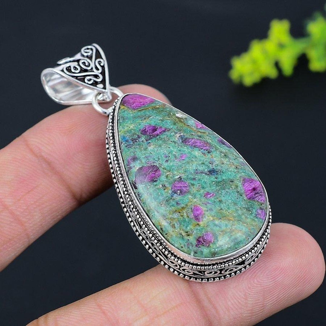 Sparkling Ruby in Fuchsite Pendant, Green Gemstone Pendant, Pendant ...