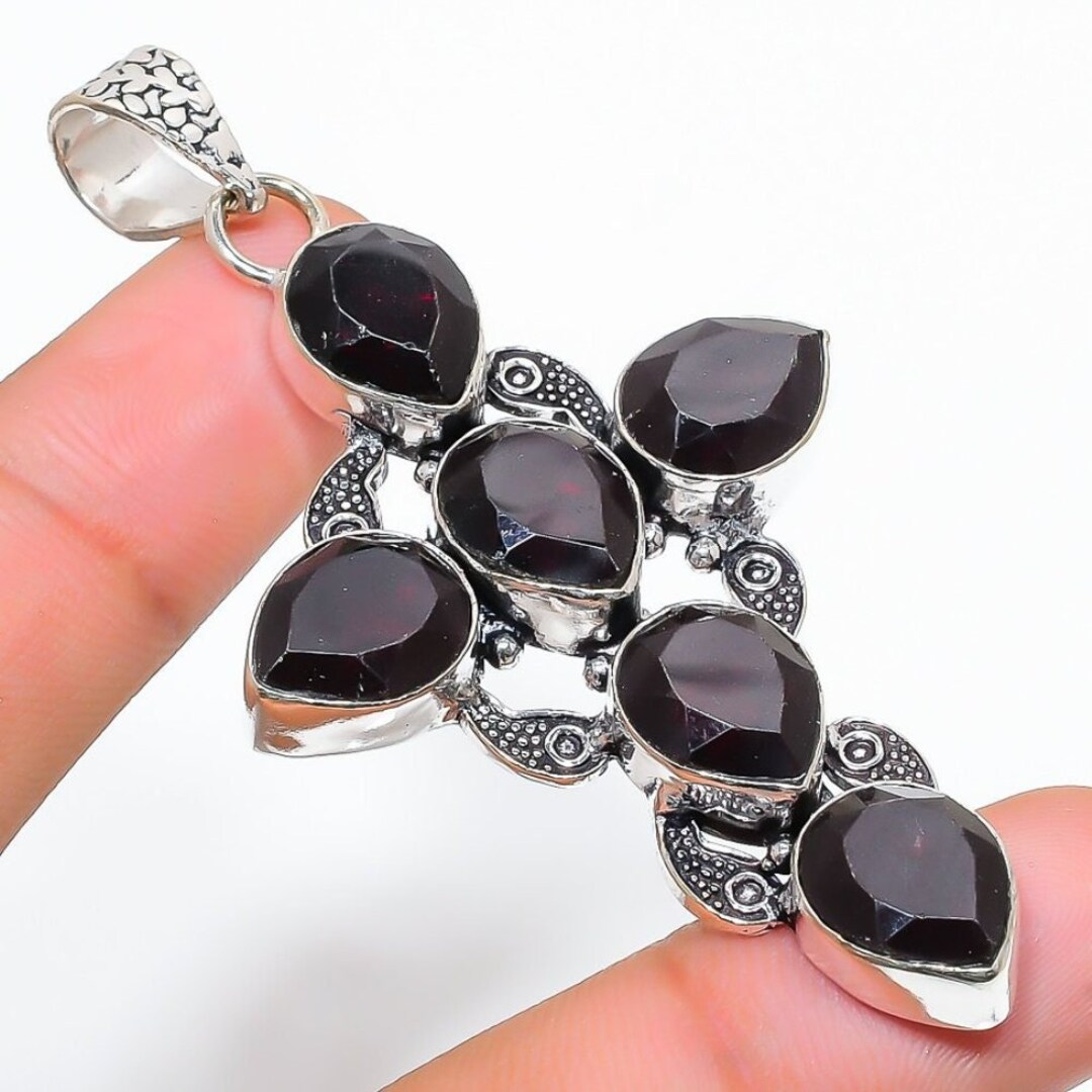 Rare Garnet Pendant, Red Gemstone Pendant, Pendant, 925 Sterling Silver ...