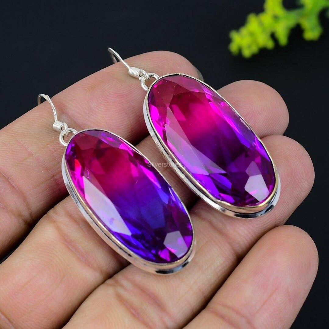 Precious Tourmaline Gemstone Earrings, Multi Color Drop & Dangle ...