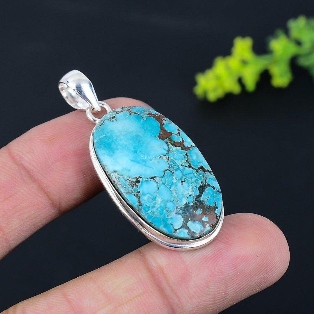 Remarkable Turquoise Pendant, Gemstone Pendant, Blue Pendant, 925 ...