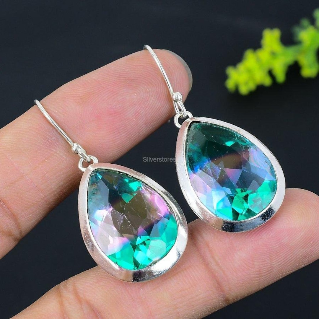 Tourmaline Drop Dangle Earrings 925 Sterling Silver October Birthstone ...