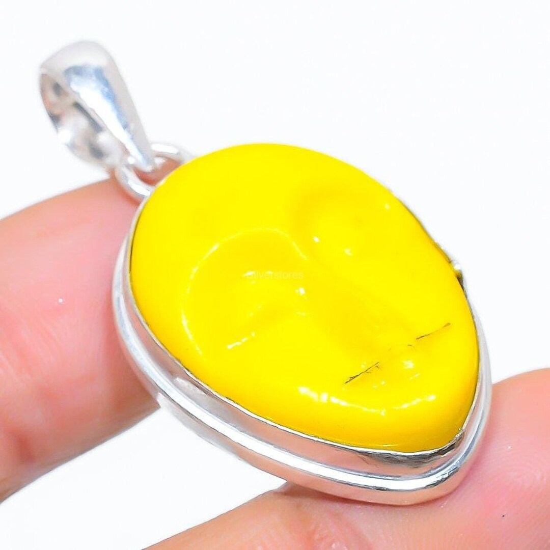 Valuable Turquoise Pendant, Yellow Gemstone Pendant, Pendant, 925 ...