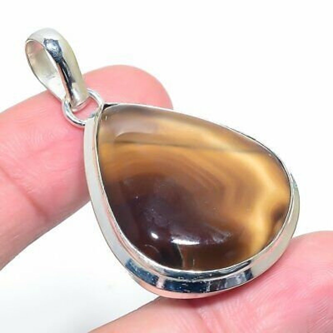 Antique Natural Montana Agate Pendant, Gemstone Pendant, Brown Pendant ...