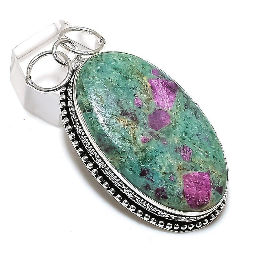 100% Genuine Ruby Fuchsite Pendant, Red Gemstone Pendant, Pendant, 925 ...