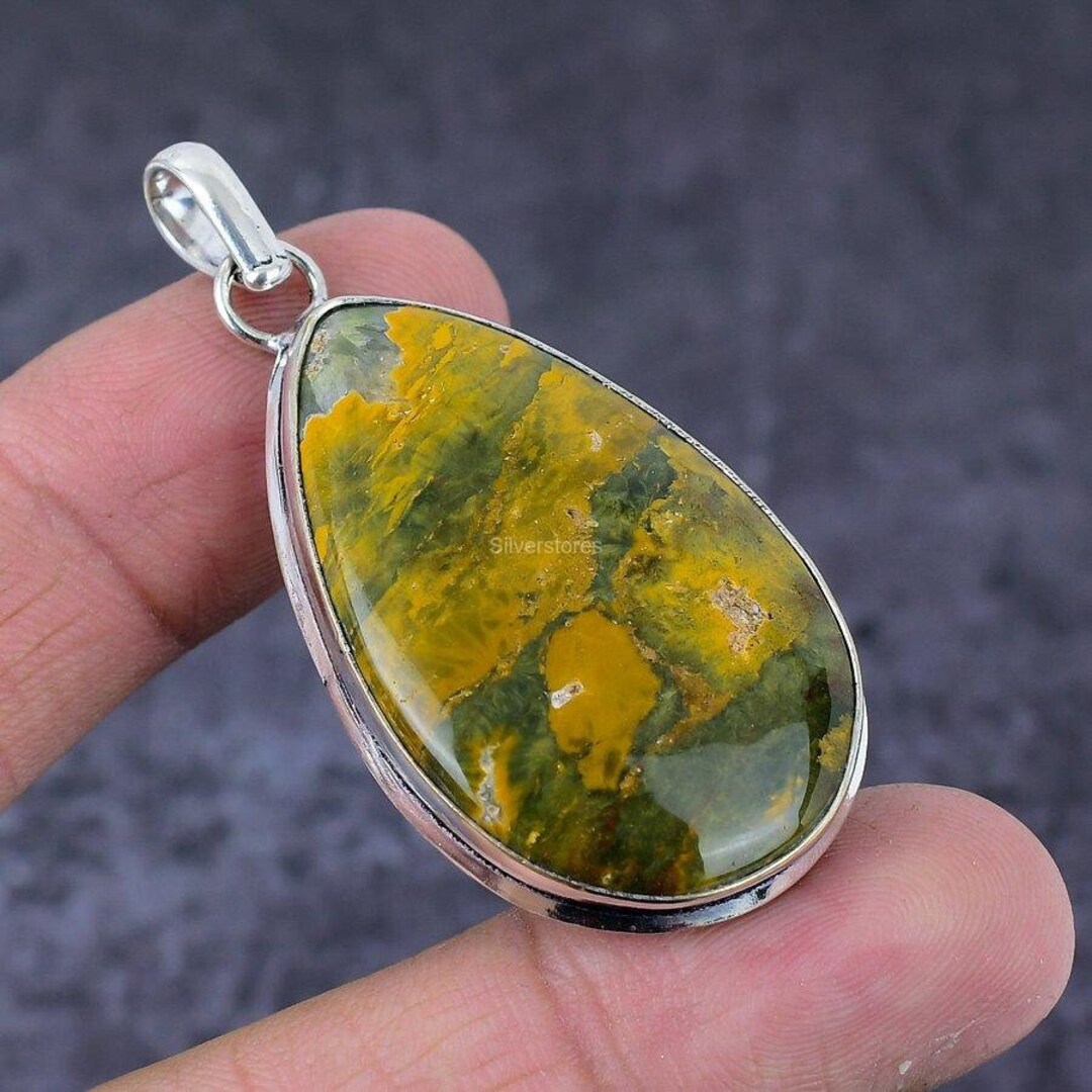 100% Genuine Jasper Pendant, Gemstone Pendant, Multi Color Pendant, 925 ...