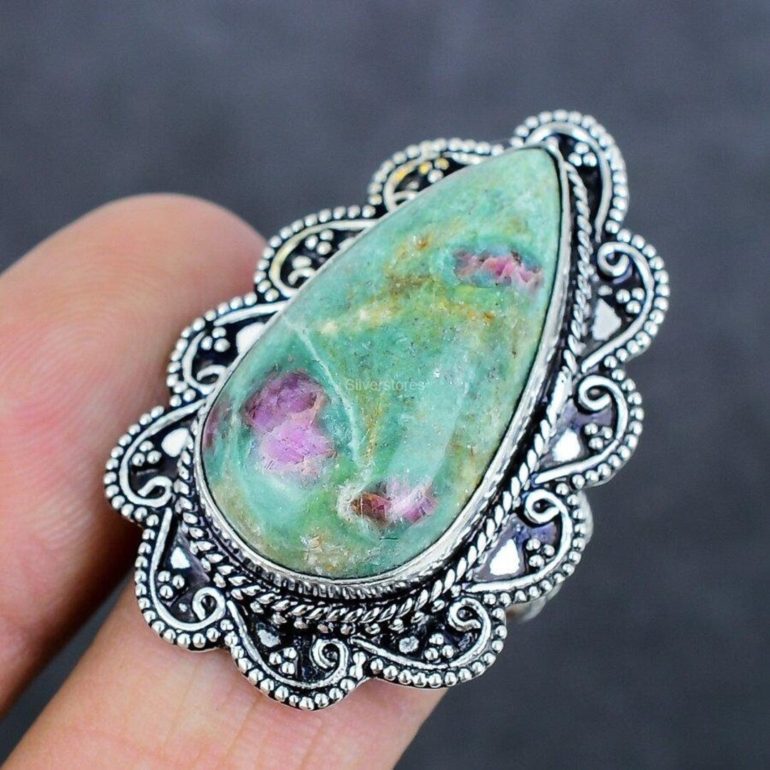 Handcrafted Natural Ruby Fuchsite Ring, Red Gemstone Ring, Band Ring ...