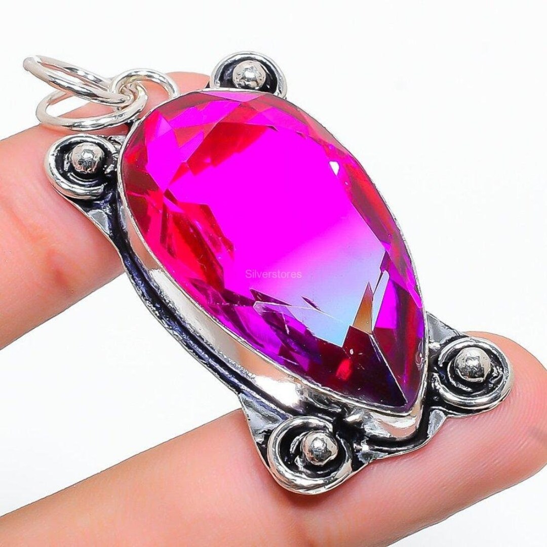 Natural Tourmaline Pendant, Multi Color Gemstone Pendant, Pendant, 925 ...