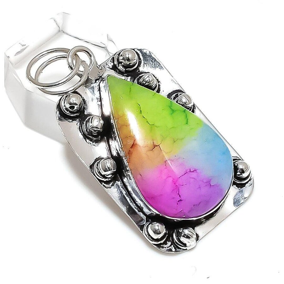 Sparkling Quartz Pendant, Gemstone Pendant, Multi Color Pendant, 925 ...